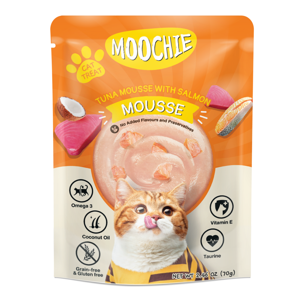 MOOCHIE CAT POUCH - MOUSSE TUNA WITH SALMON 70 G | Casa Mascotas