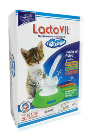LACTO VIT CAT LECHE EN POLVO 120 G | Casa Mascotas